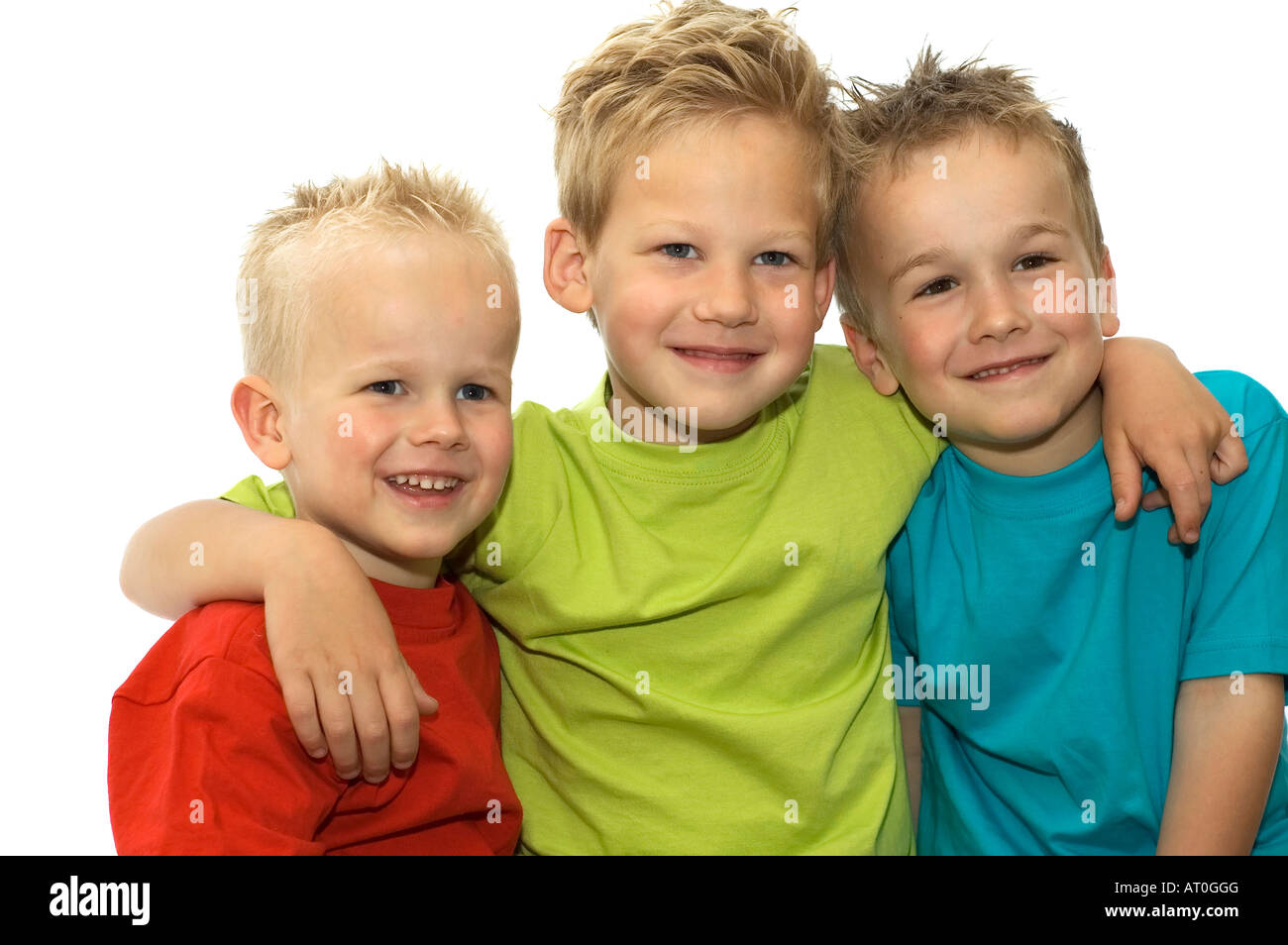 Three friends holding each other loving and hugging Stock Photo - Alamy