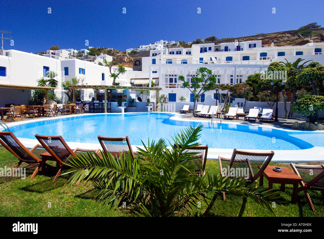 Views of the pool area and facilities at the Leto Hotel of Mykonos in ...