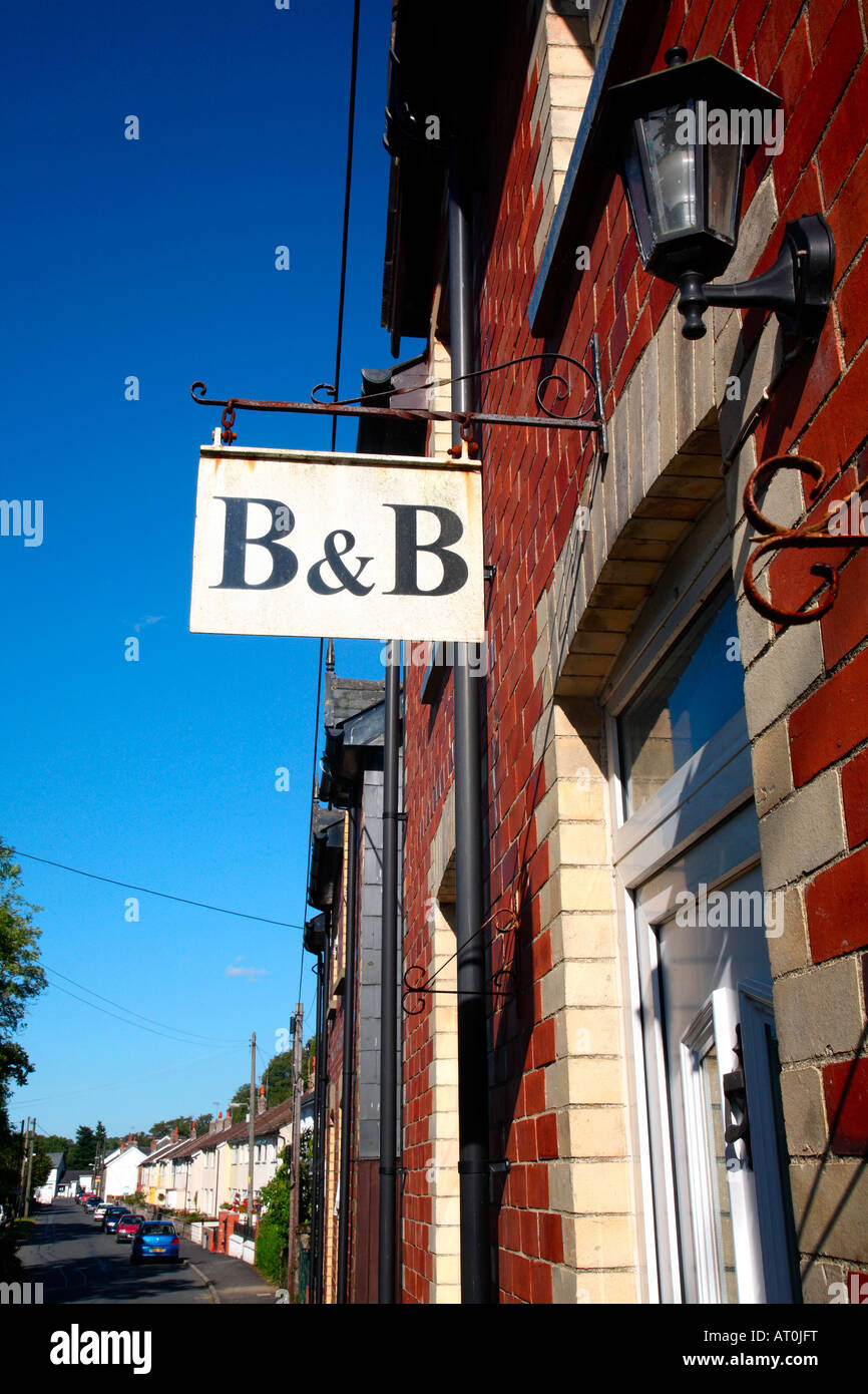 A B&B sign on a Bed and Breakfast guest house in the village of ...