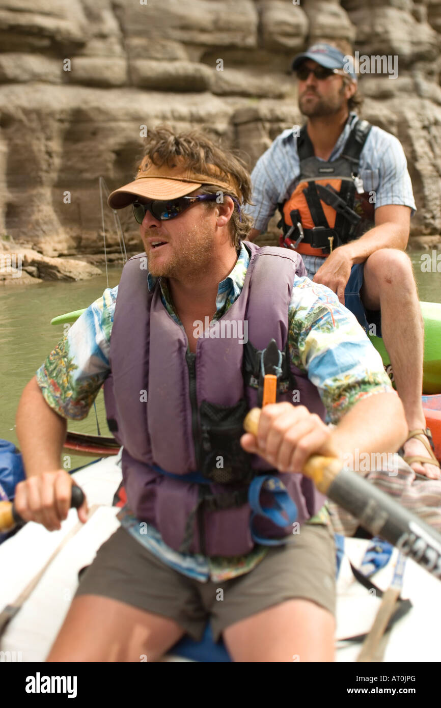 Man rows raft in Grand Canyon National Park MR Stock Photo - Alamy