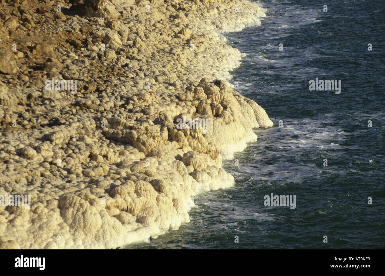 Salt covered beach at the Dead Sea Dead sea Jordan Stock Photo - Alamy