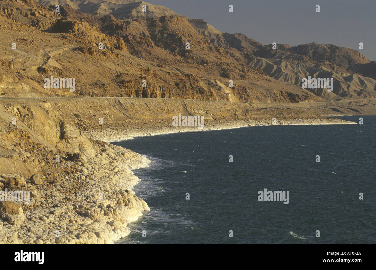 Salt covered beach at the Dead Sea Dead sea Jordan Stock Photo - Alamy