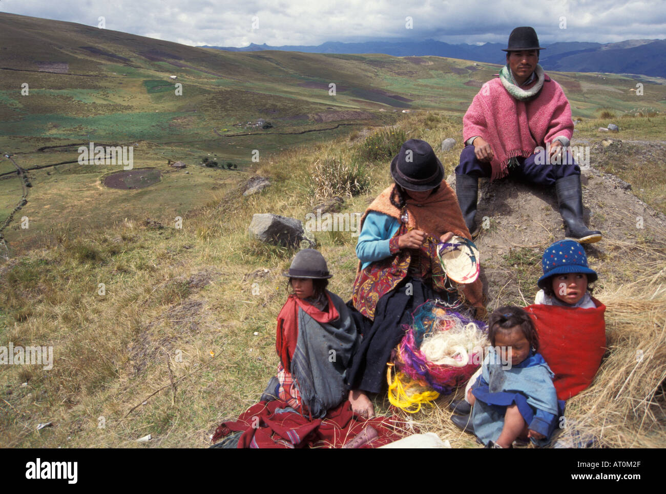native South American family in the Andes Mountains Ecuador South ...