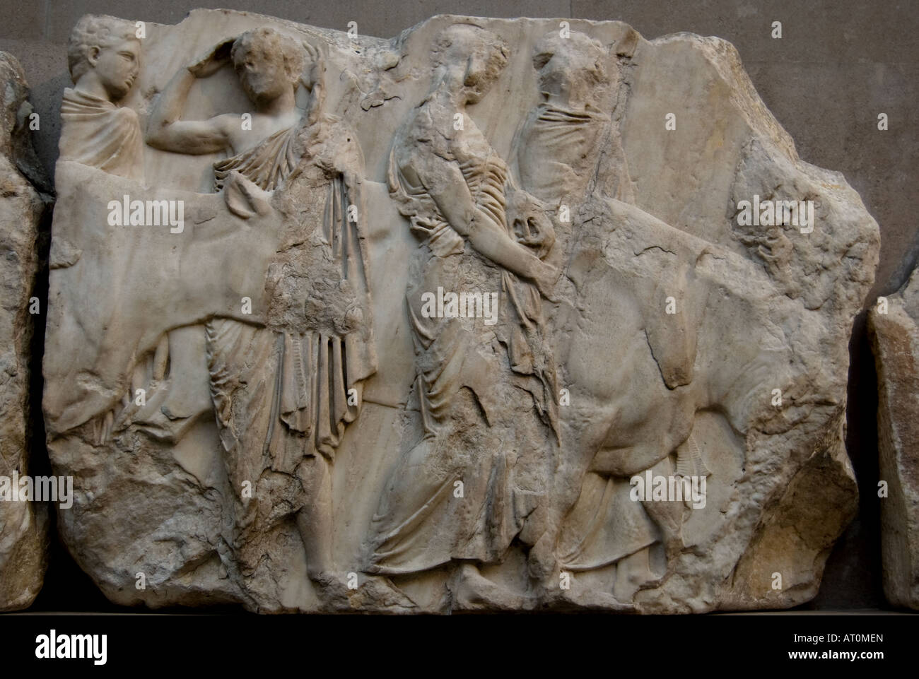 The Elgin Marbles from the Parthenon in Athens, Greece on show in the British Museum in London ...