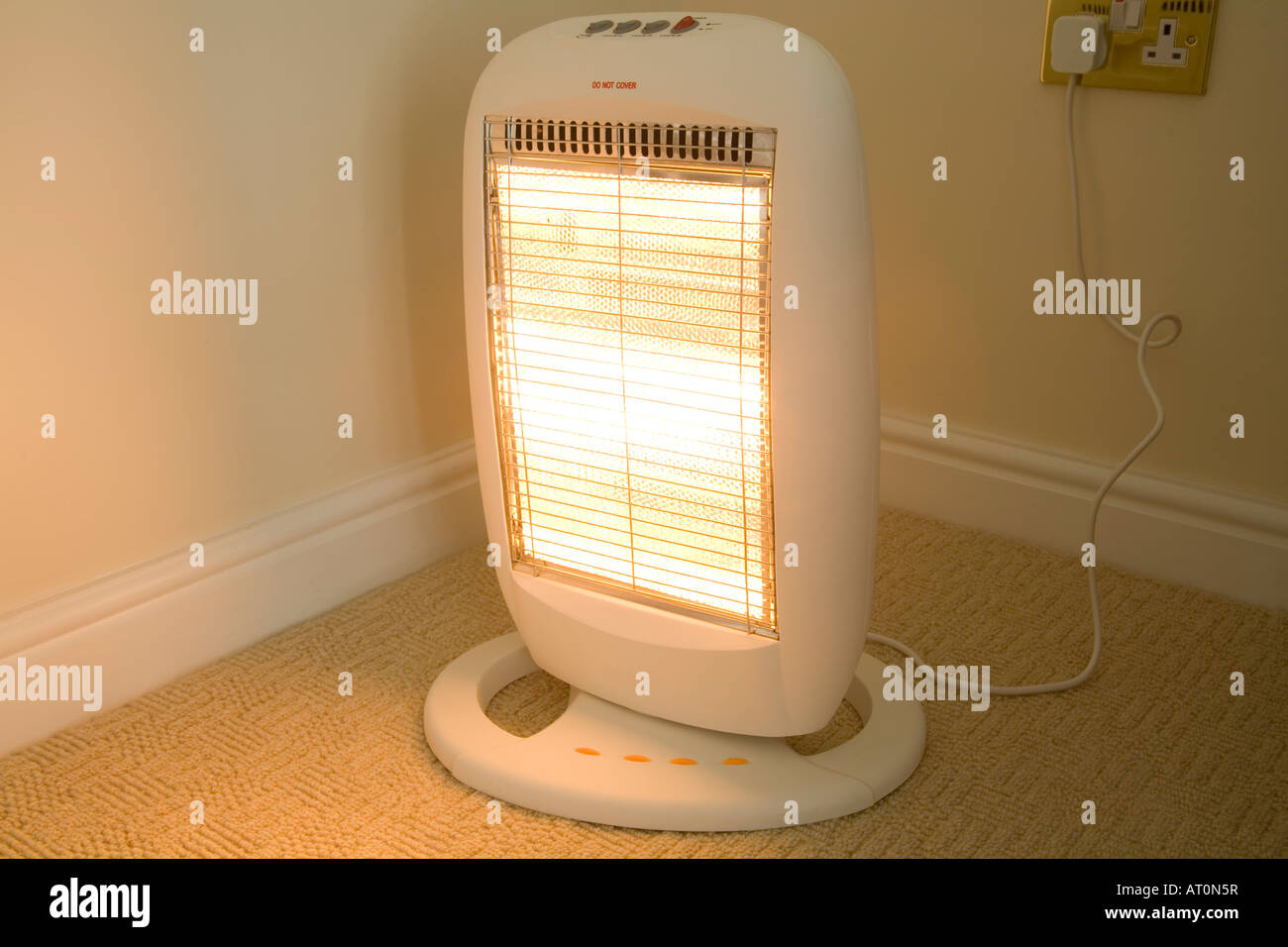 Studio Still life Close a Halogen Heater switched on with three heat ...