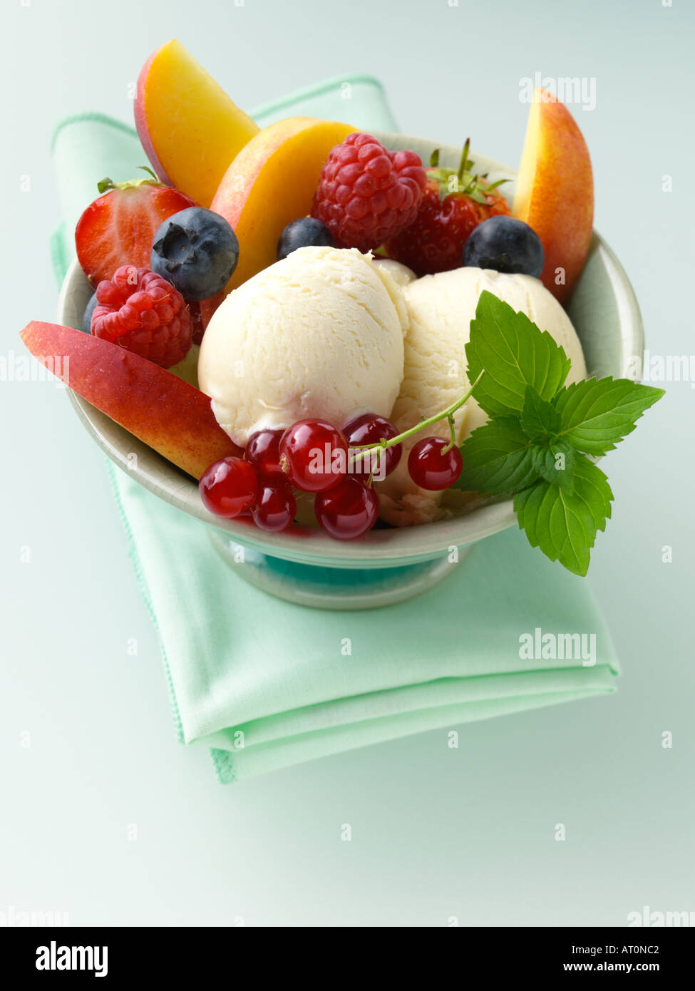 Ice cream and fruit Stock Photo - Alamy