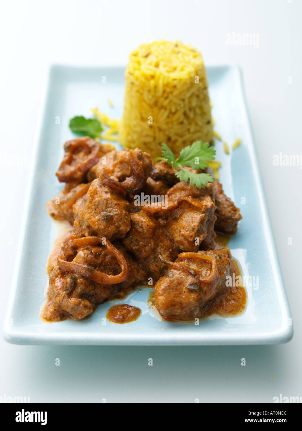 Lamb rogan josh with rice timbale Stock Photo - Alamy