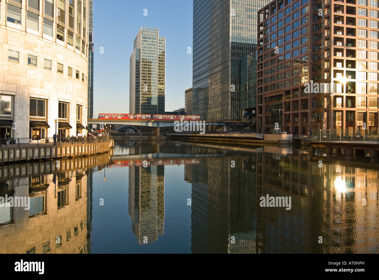 Horizontal wide angle of reflections of buildings in Middle Dock at ...