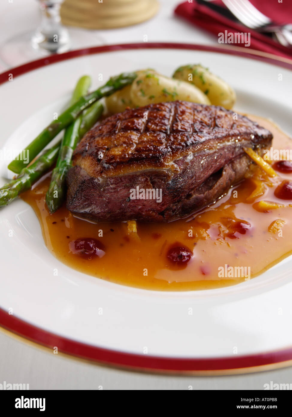 Roast duck with cranberry sauce Stock Photo - Alamy