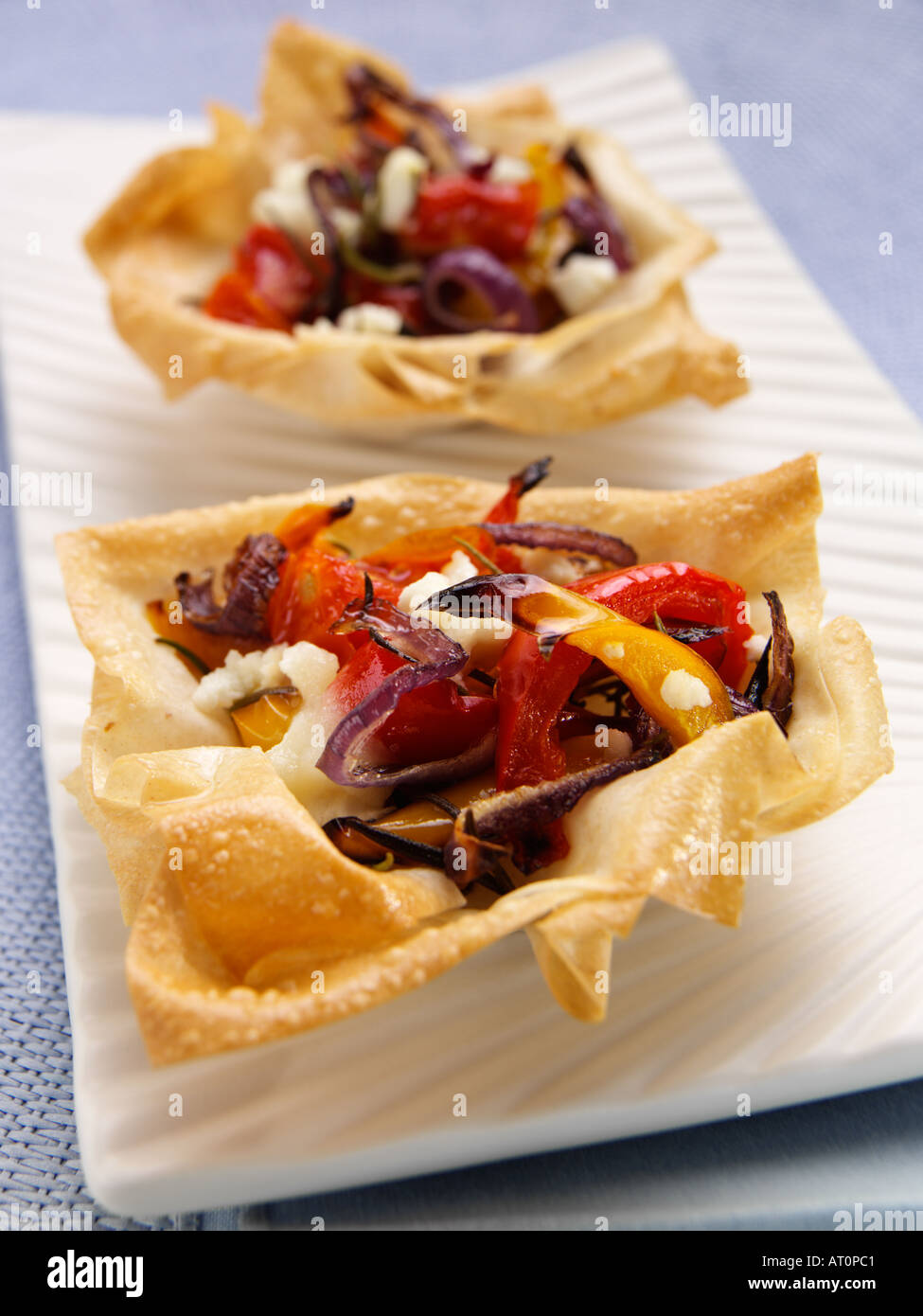 Vegetable filo pastry tarts Stock Photo - Alamy