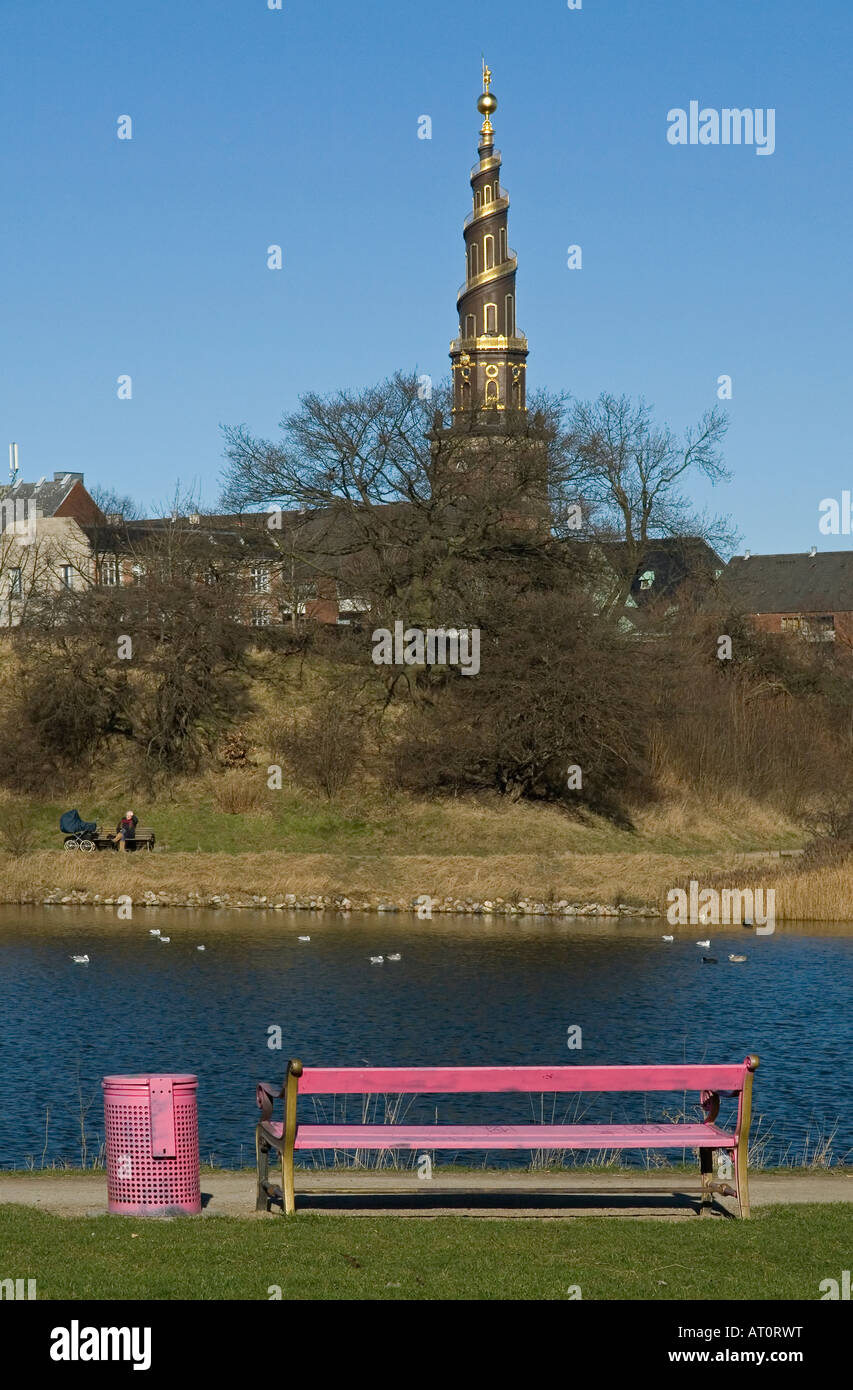 Pink bench. Copenhagen. Denmark Stock Photo - Alamy