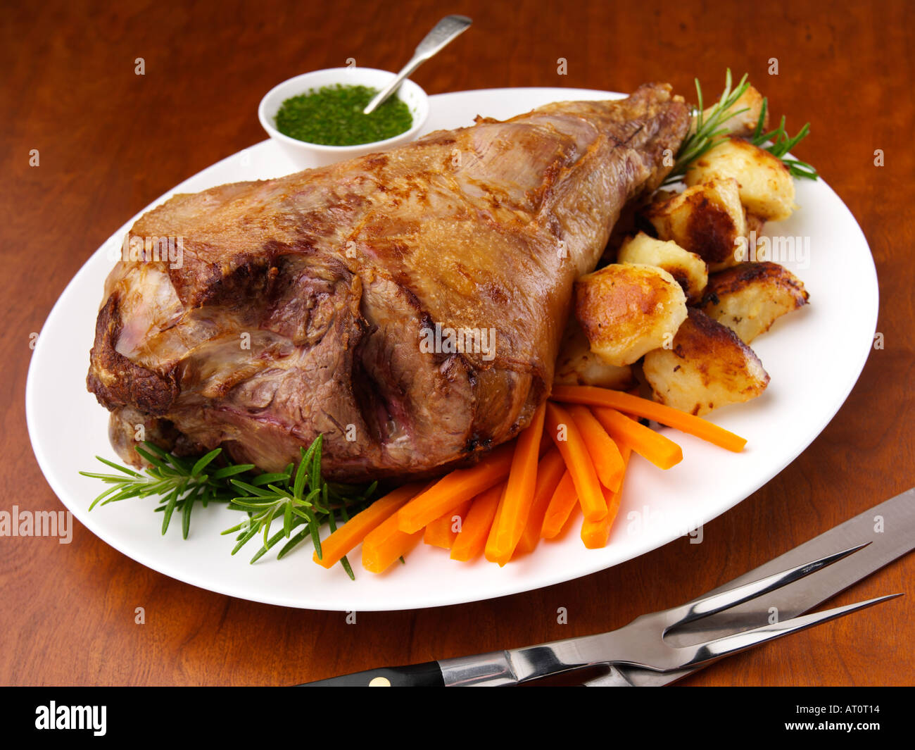 Roast Lamb Leg Stock Photo - Alamy