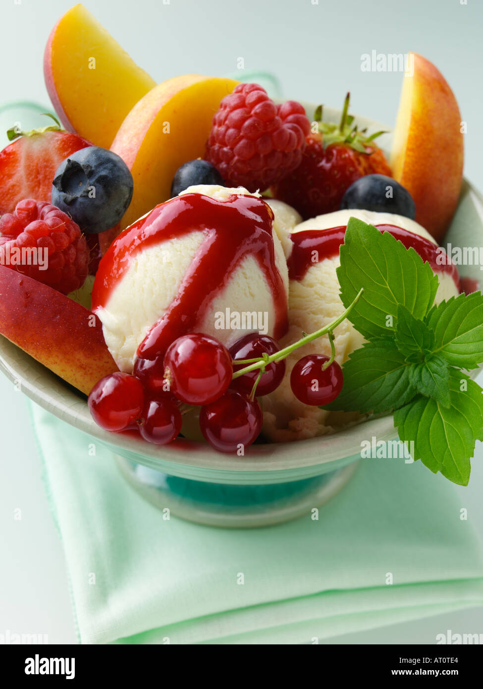 Ice Cream and fruit Stock Photo - Alamy
