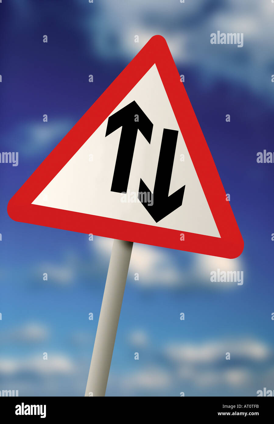 Two way traffic ahead sign hi-res stock photography and images - Alamy