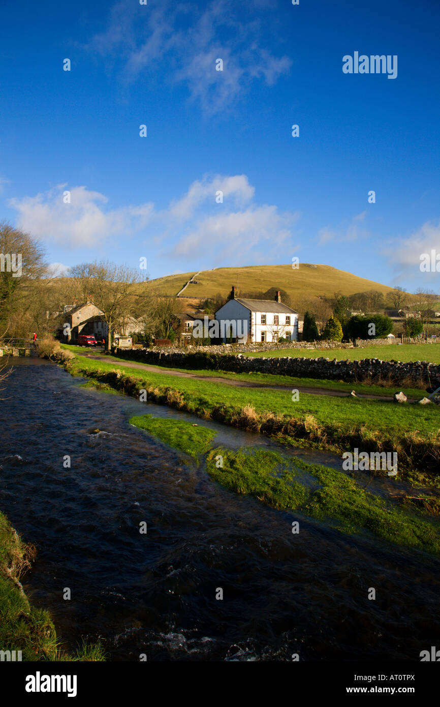 Malham Beck runs through the Village Malham Yorkshire Dales England ...