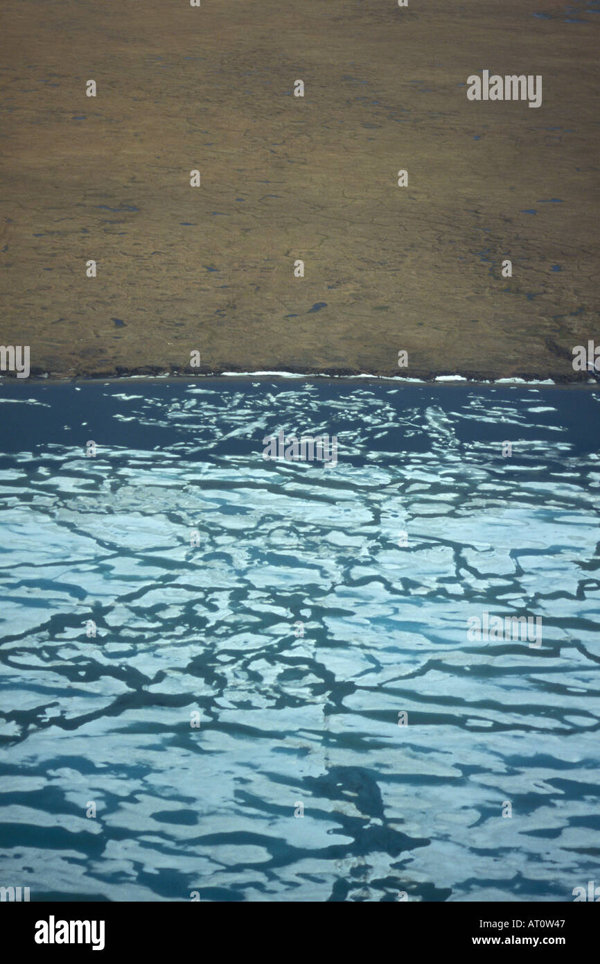 aerial image of spring break up along the Arctic coast 1002 coastal ...