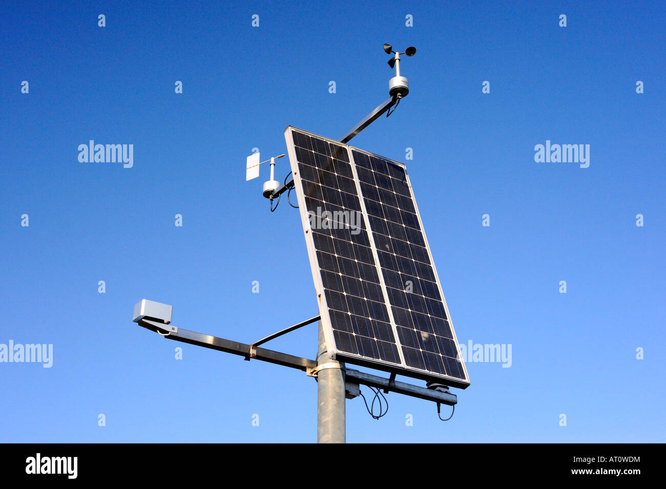 Solar powered weather station. Shap summit on A6 road at an altitude of ...