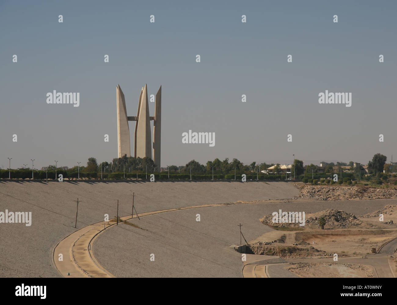 A distant view of the Soviet-Egyptian friendship monument at the site ...