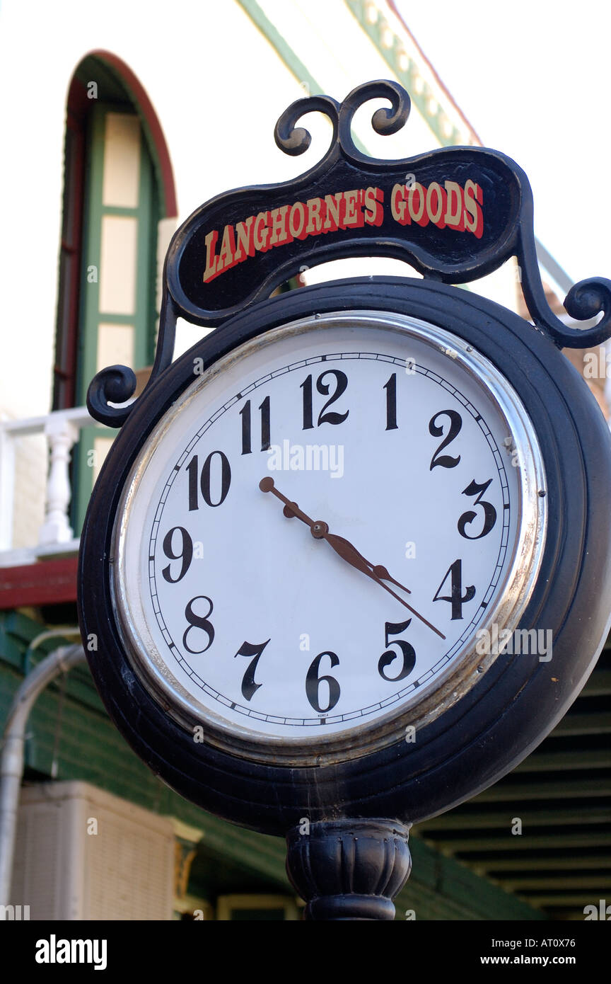 Old clock on the main strip of Virginia City, Nevada, USA Stock Photo ...