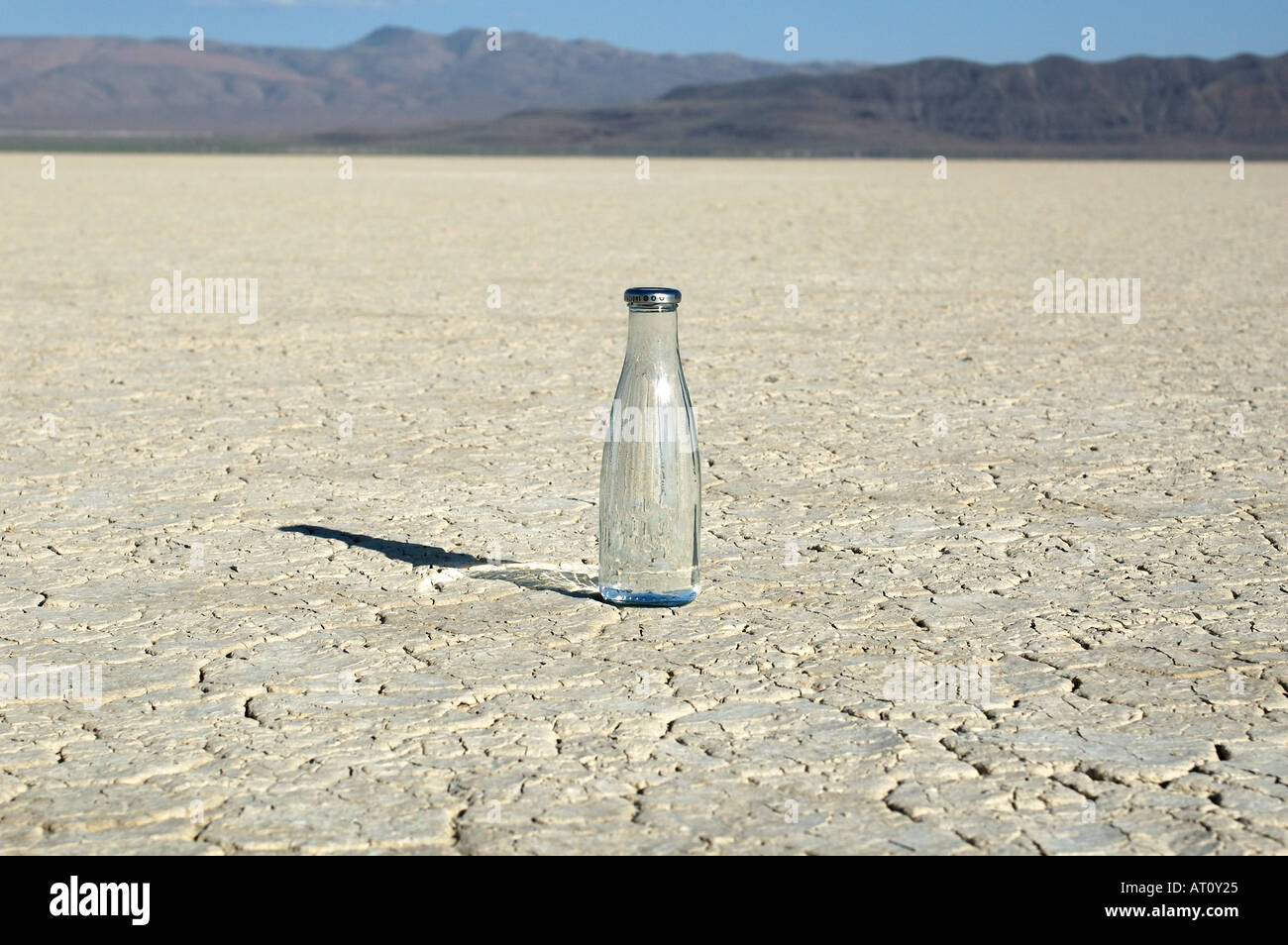 Bottle of water sitting on Black Rock Desert playa, Nevada, USA Stock ...