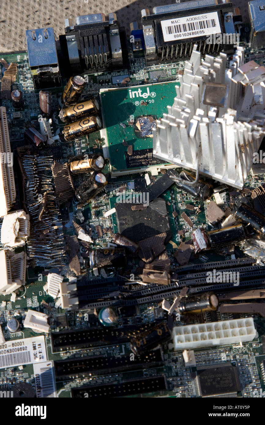 Broken circuit boards and components from the IT world Stock Photo - Alamy
