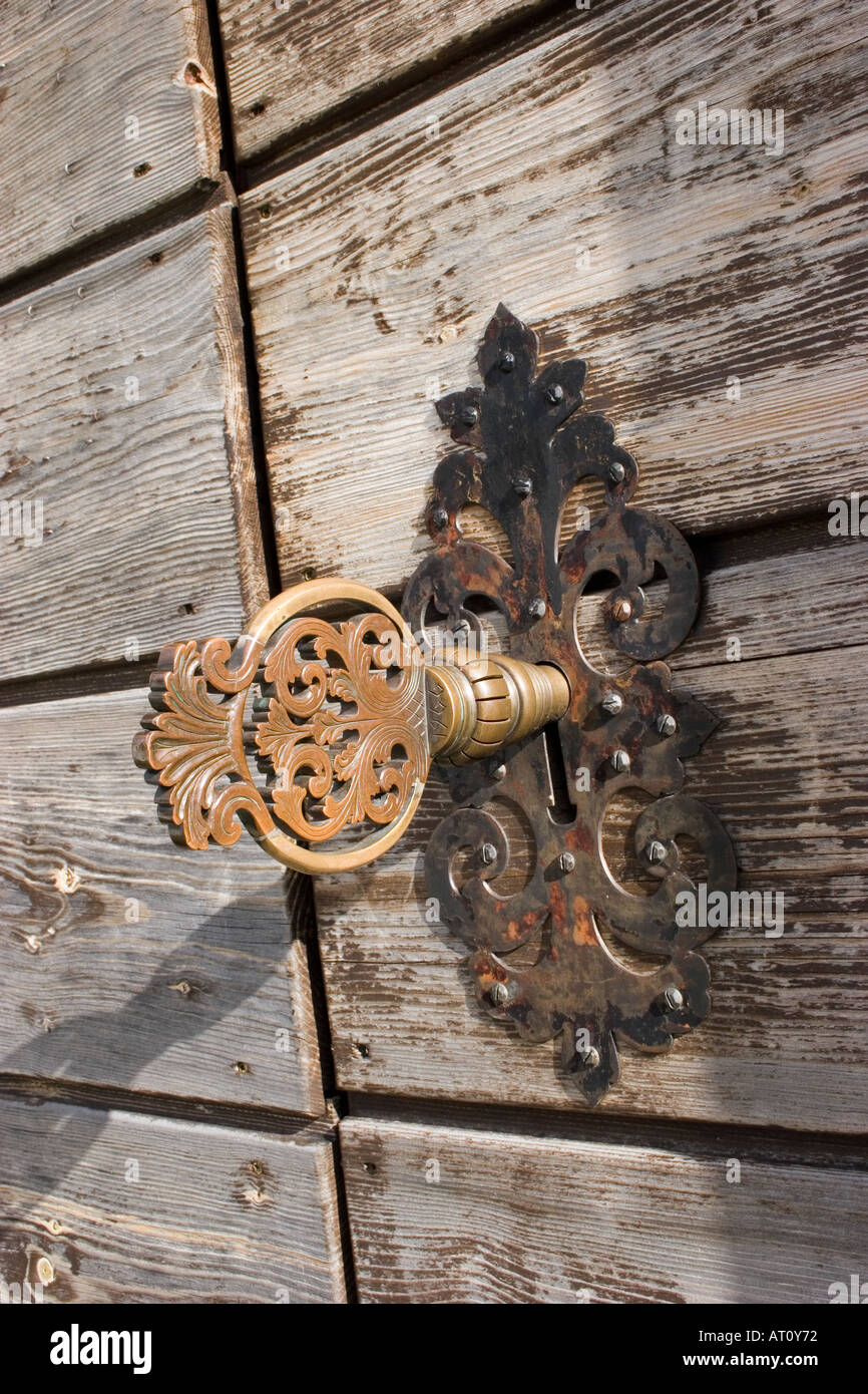 Ornate ancient key in gatehouse Stock Photo - Alamy