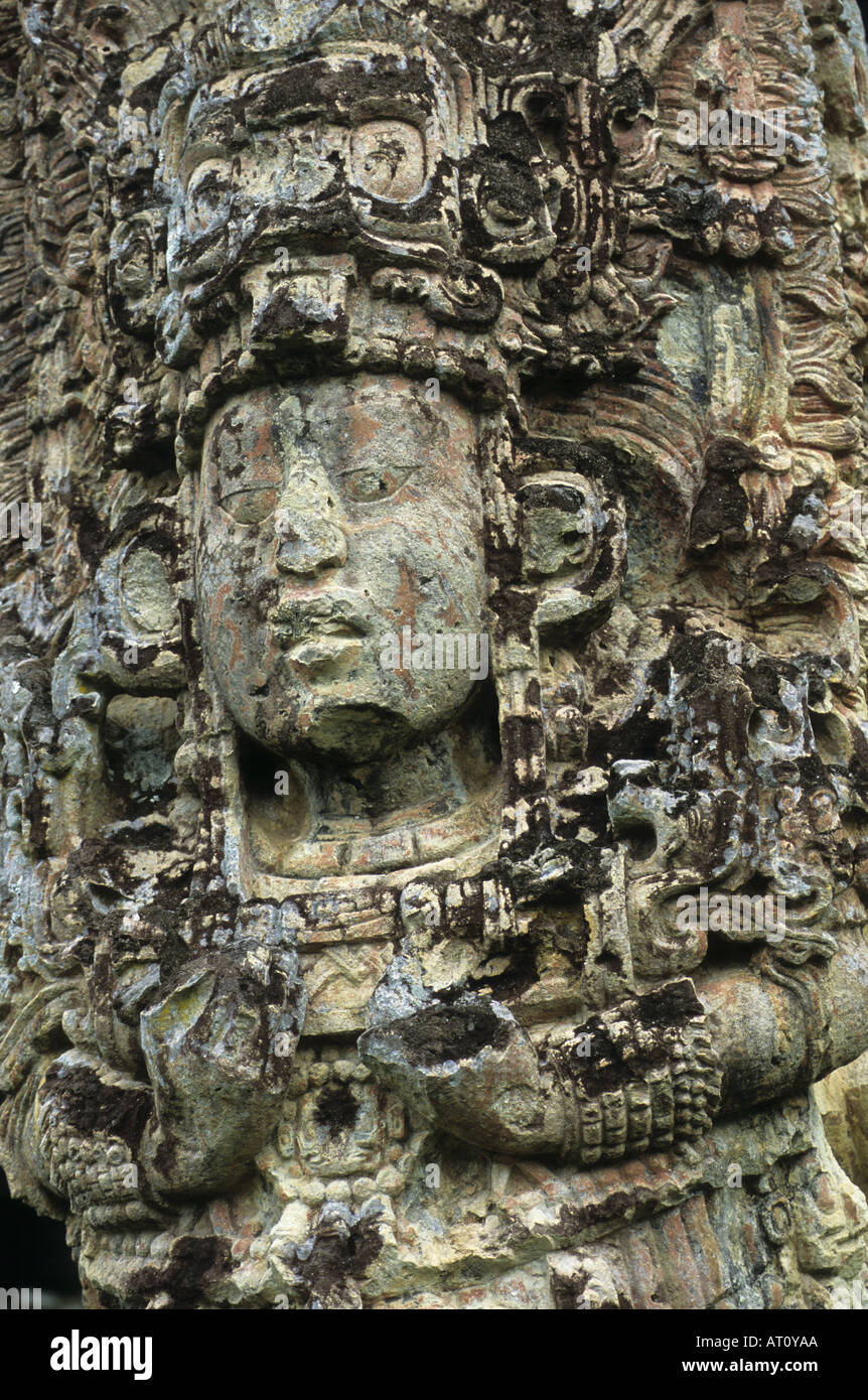 Maya stela Mayan ruins of Copan Honduras Stock Photo - Alamy