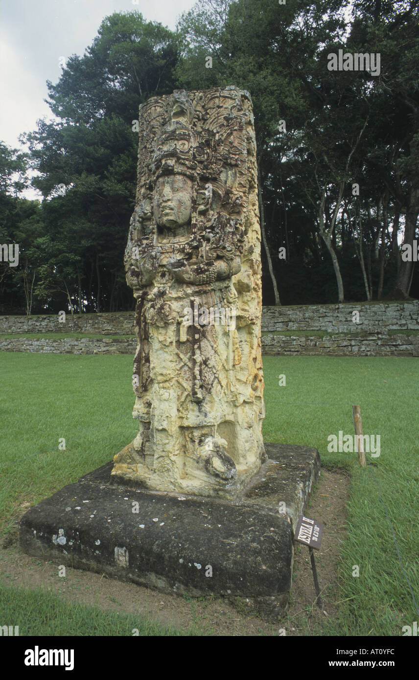 Maya stela Mayan ruins of Copan Honduras Stock Photo - Alamy