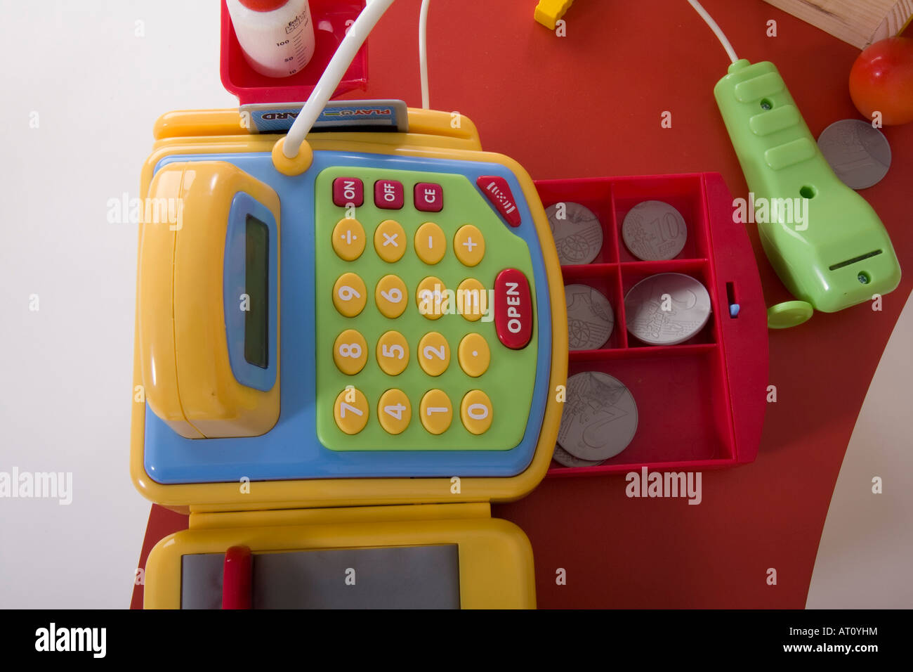 toy cash register in grocery shop for children Stock Photo - Alamy