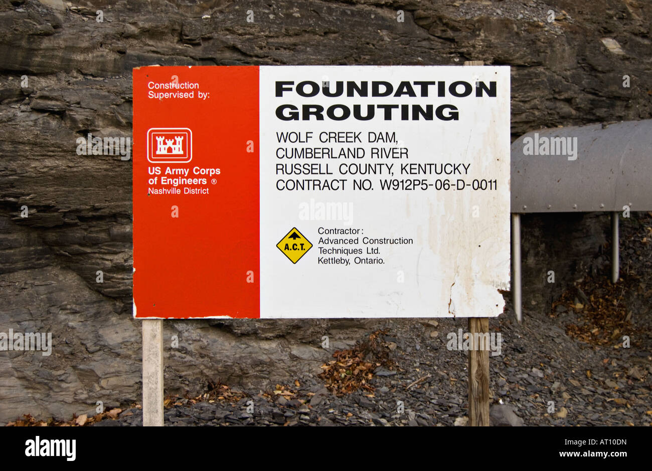 US Army Corps of Engineers Sign Announcing Foundation Grouting of Lake ...