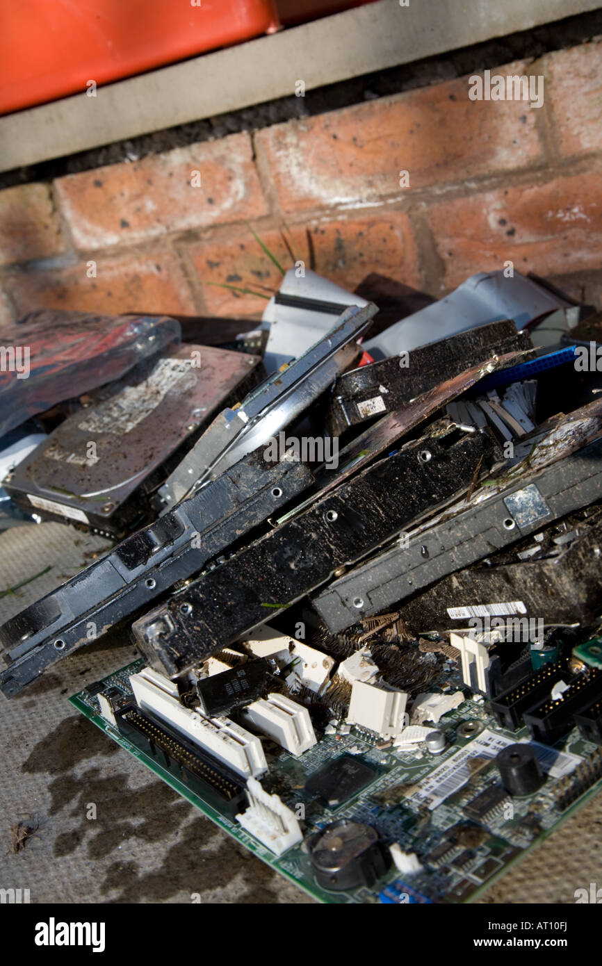 Broken circuit boards and components from the IT world Stock Photo - Alamy