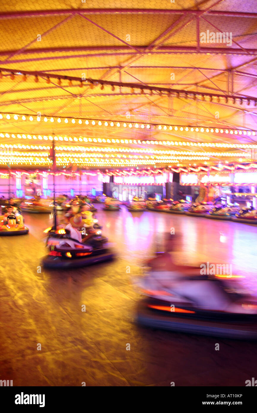 Bumper cars action on the fun fair fairground Stock Photo - Alamy