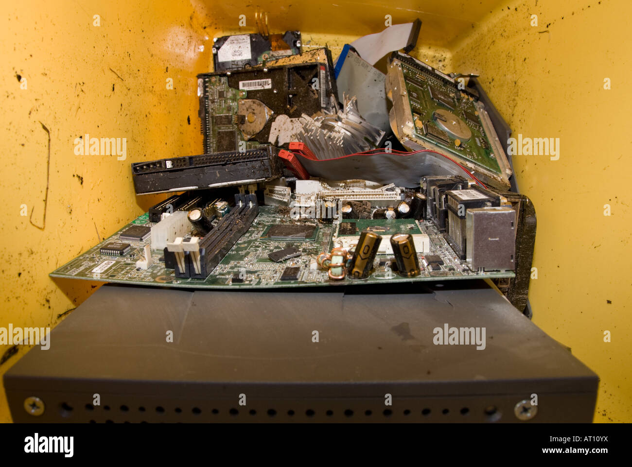 Broken circuit boards and components from the IT world Stock Photo - Alamy
