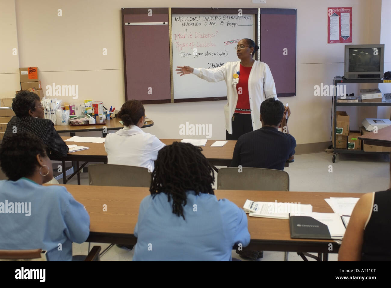 Heath Care Nurses receive training in hospital classroom Stock Photo ...