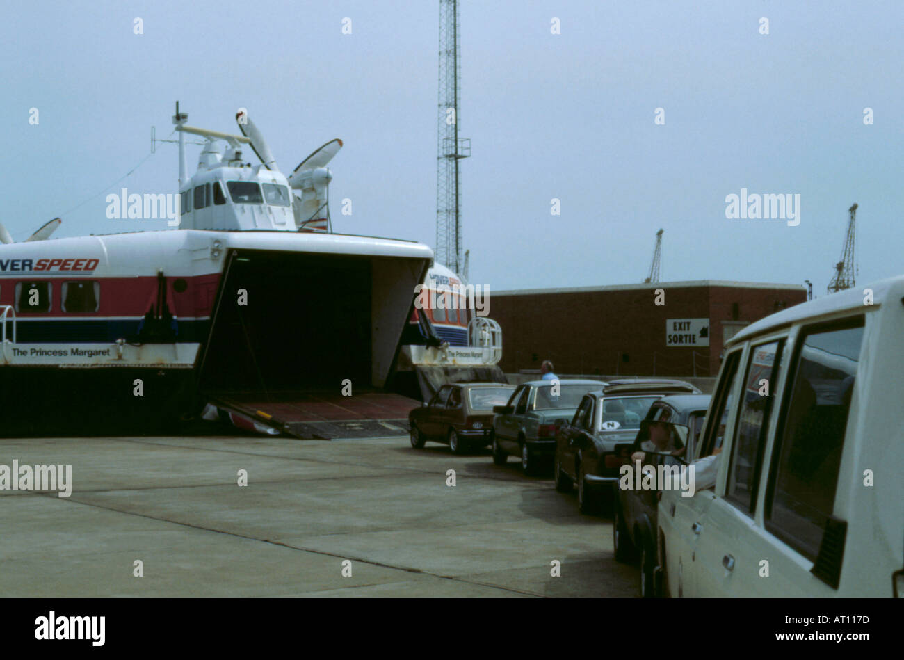Cars boarding the hovercraft, "Hoverspeed, The Princess Margaret Stock ...