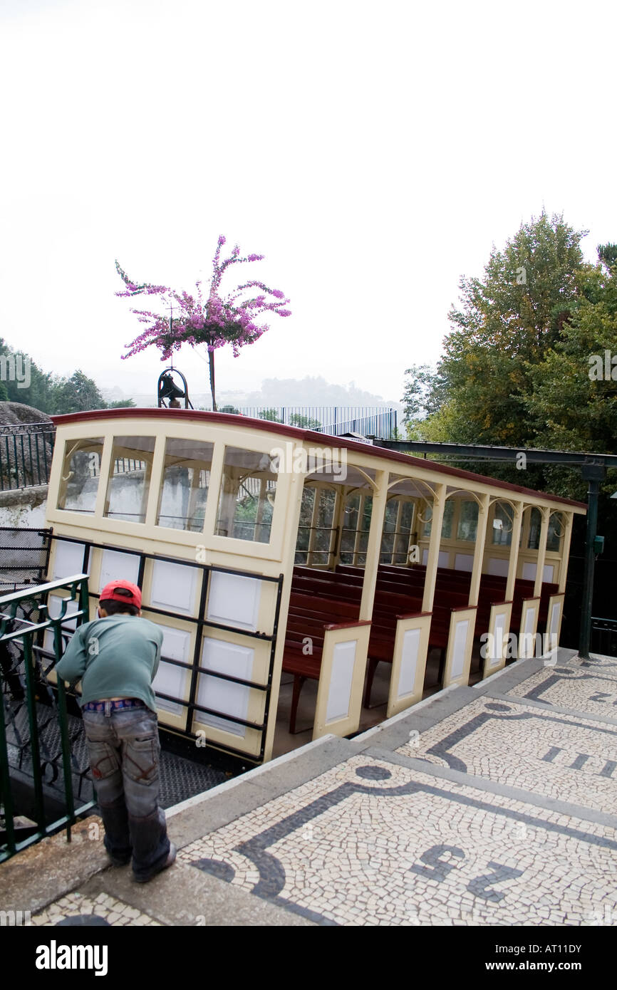 19th century funicular in Bom Jesus do Monte Sanctuary in Braga ...