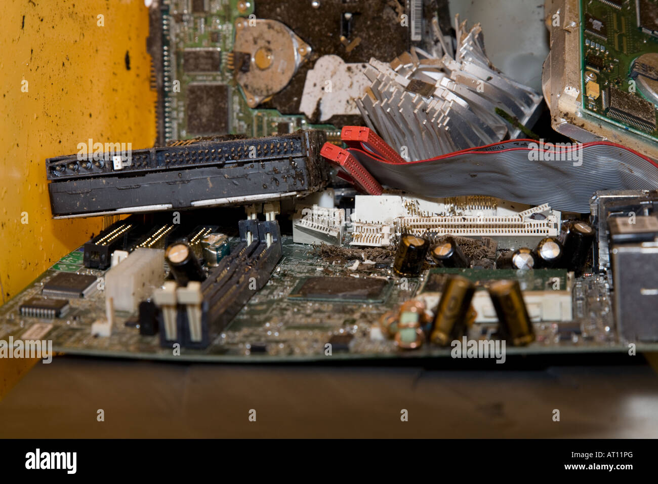 Broken circuit boards and components from the IT world Stock Photo - Alamy