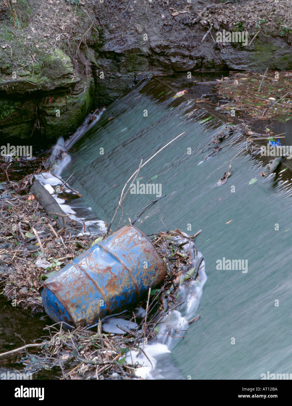 River pollution; the Ouseburn, a city centre stream, Jesmond Dene ...