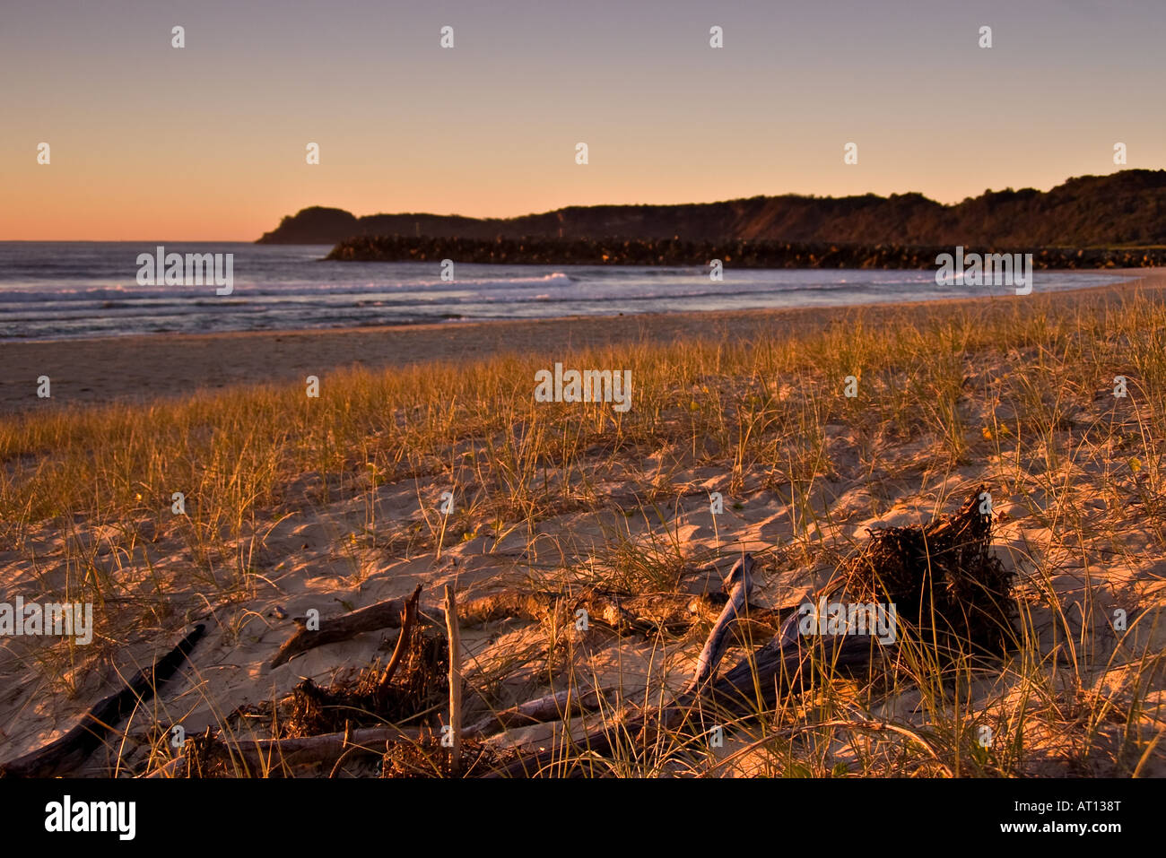 beautiful empty beach at sunrise Stock Photo - Alamy