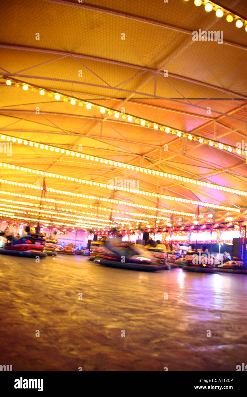 Bumper cars action on the fun fair fairground Stock Photo - Alamy