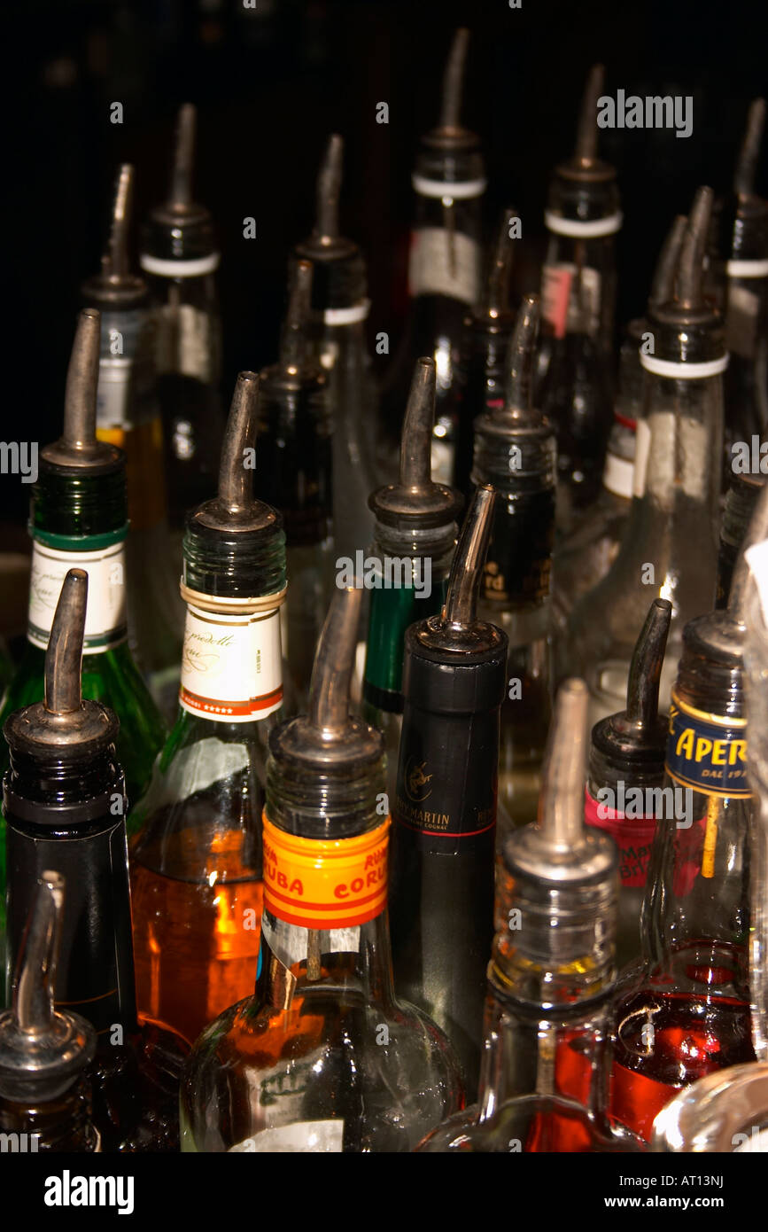 Bottles in a bar Stock Photo - Alamy