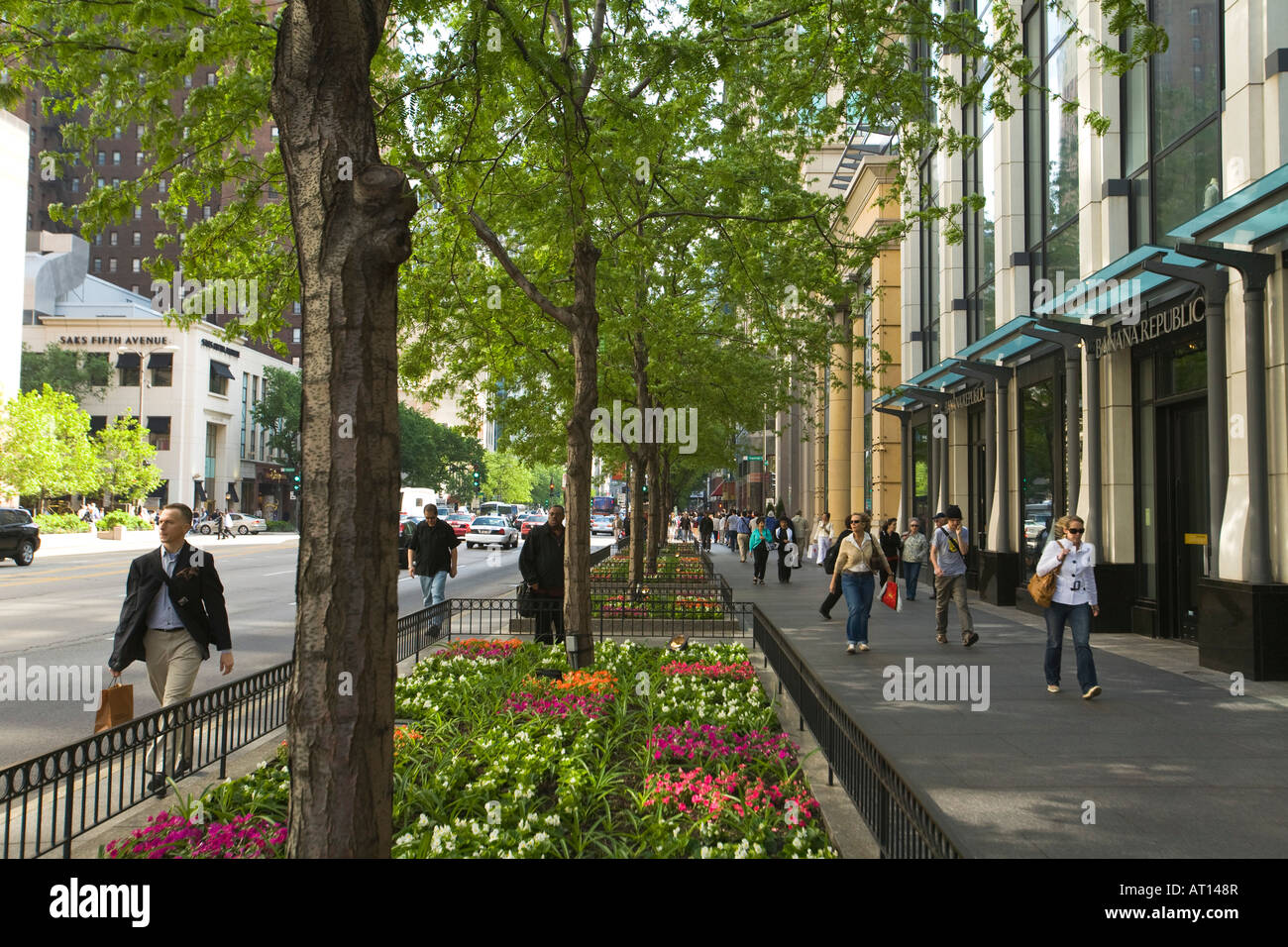 ILLINOIS Chicago Shoppers and business people walking down Michigan ...