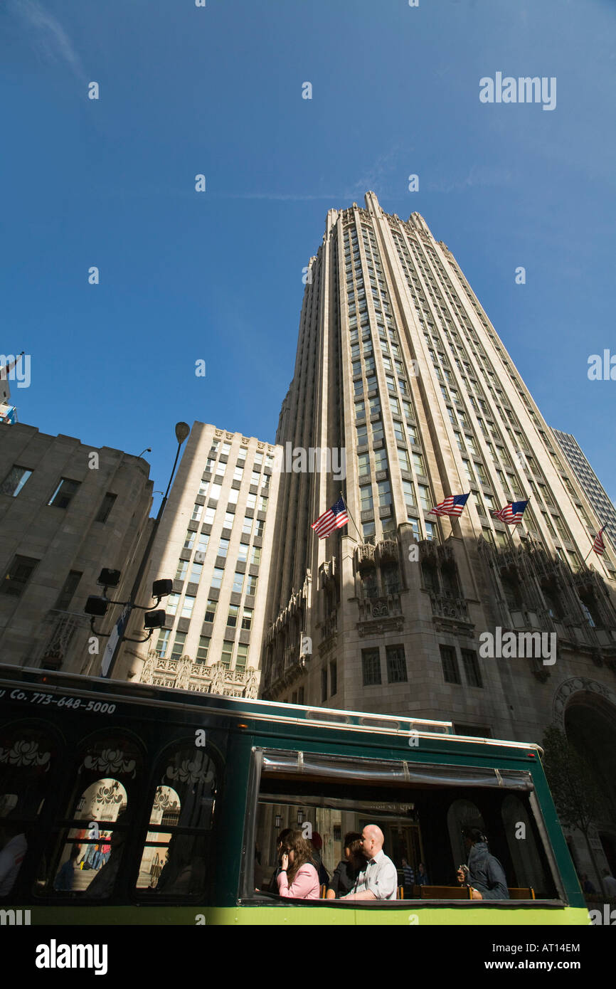 ILLINOIS Chicago Tribune Tower building on Michigan Avenue Gothic style ...