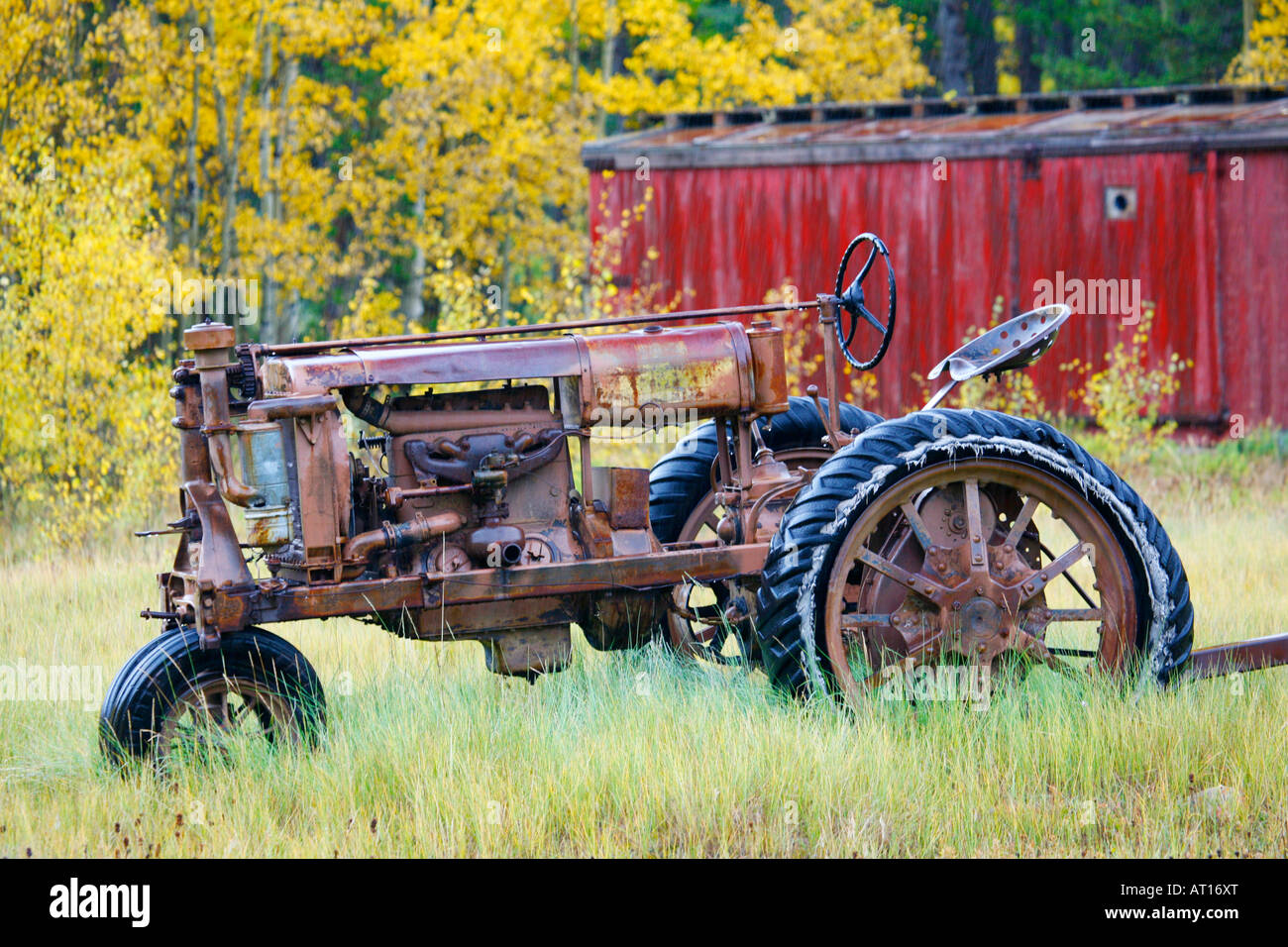 Old tractor along Highway 82 Twin Lakes to Aspen, San Isabel National ...