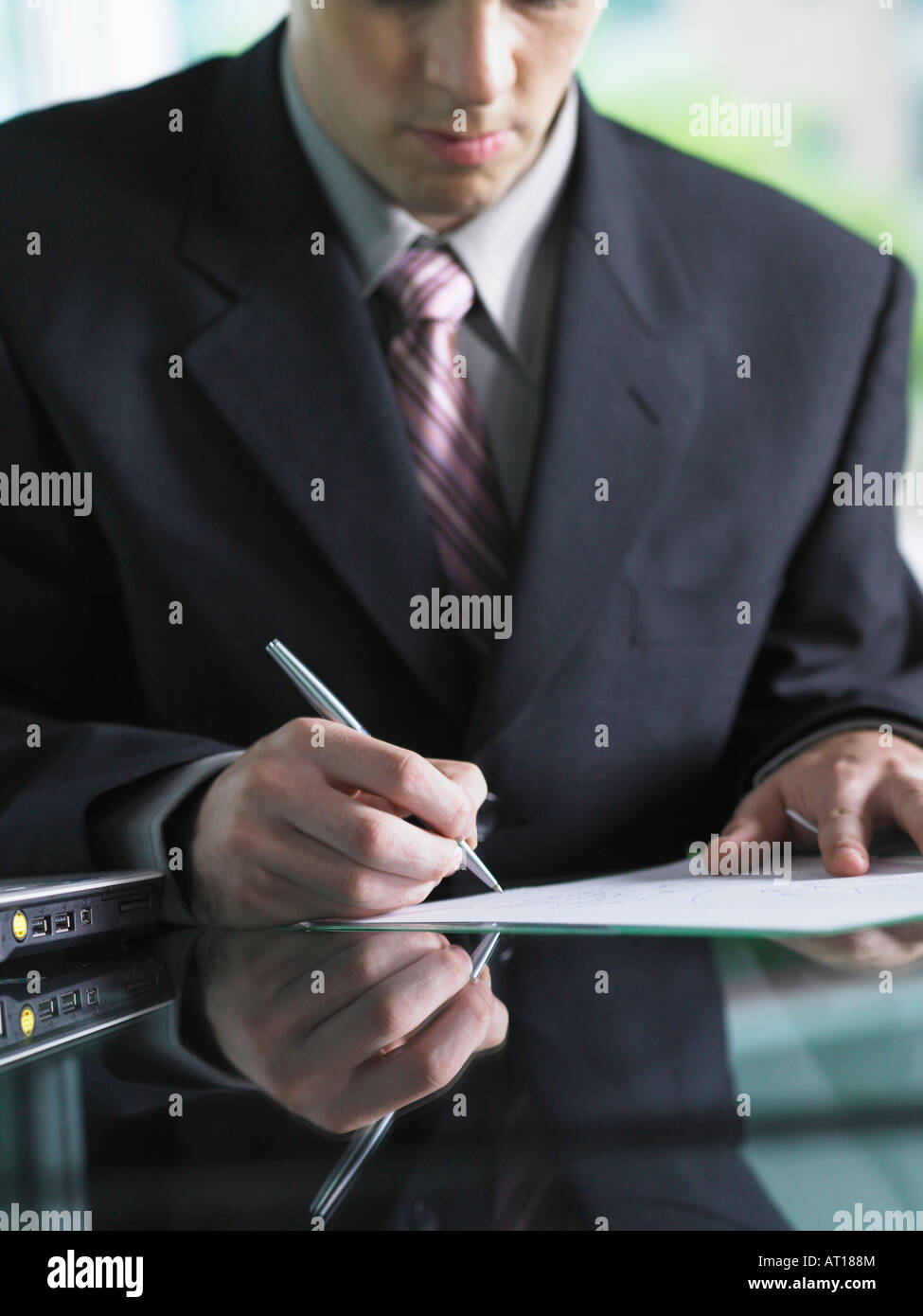 Elevated view businessman writing hi-res stock photography and images ...