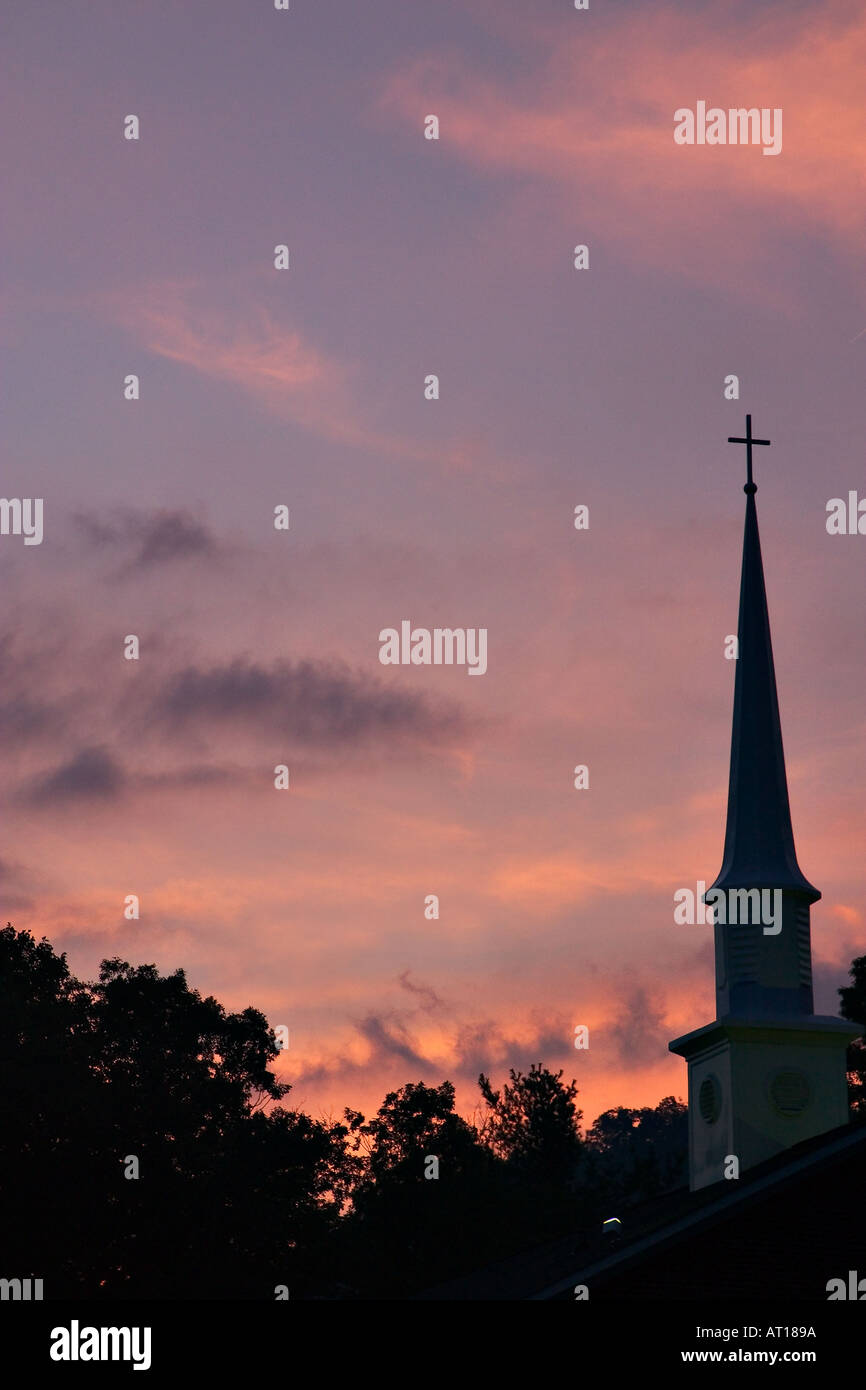 Church Steeple at Sunset Stock Photo - Alamy