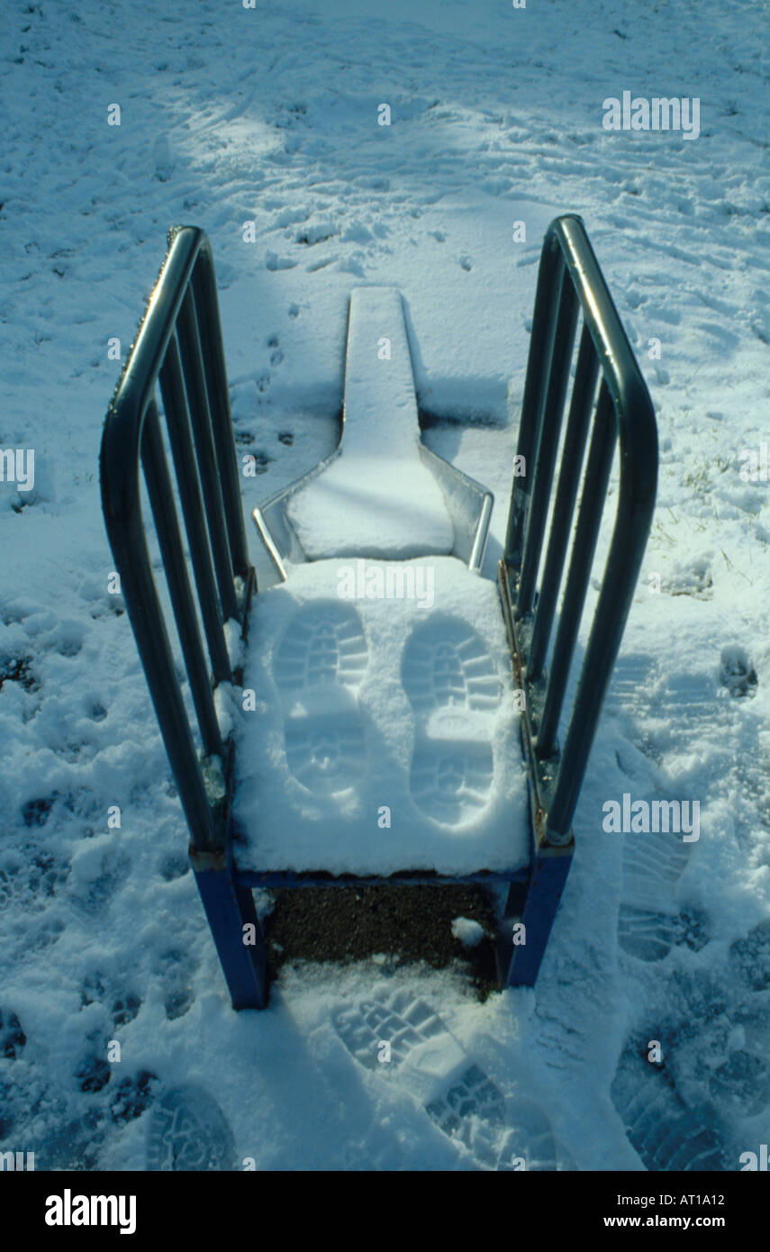 Playground footprints snow hi-res stock photography and images - Alamy