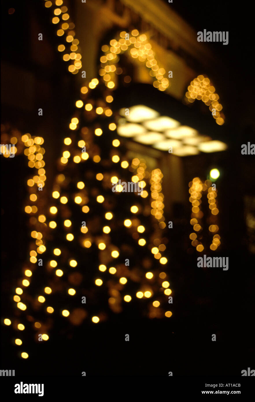 christmas tree lights in the city Stock Photo - Alamy