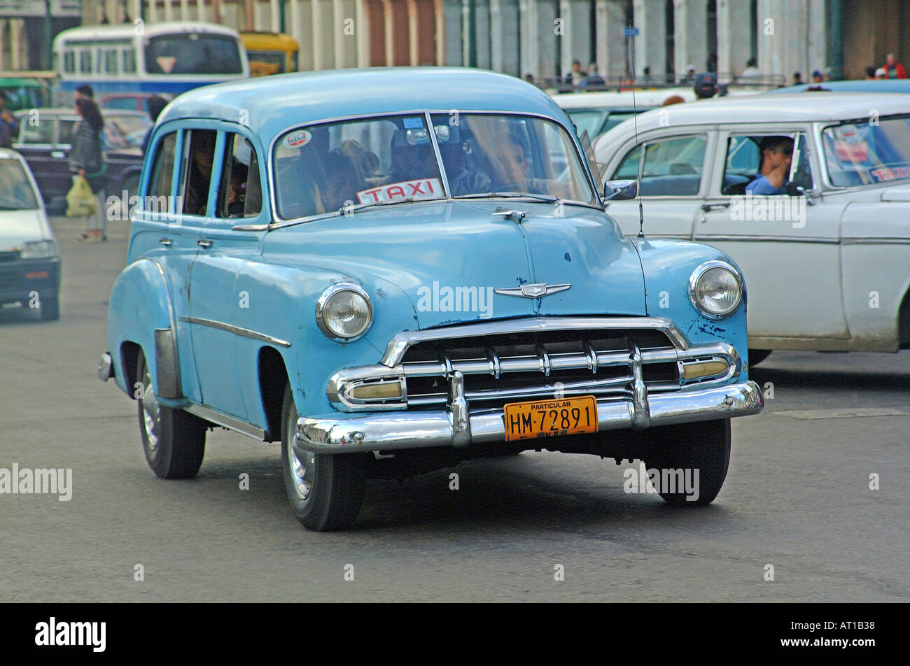 Cuba Havana old american Chevy Taxi JMH0112 Stock Photo - Alamy