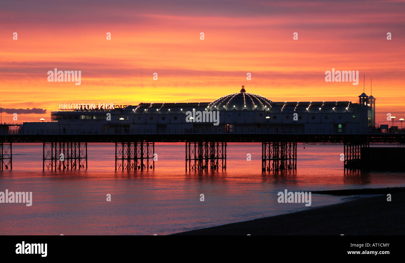 Brighton pier sunset Stock Photo - Alamy